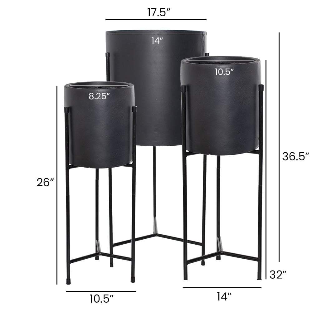 Cache-pot noir sur pied en métal - Décors Véronneau