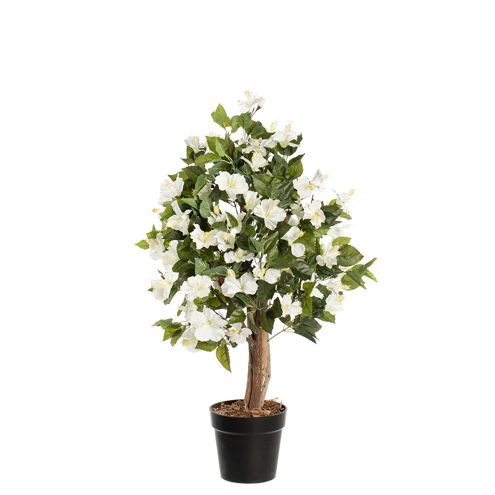White artificial outdoor hibiscus tree - Décors Véronneau
