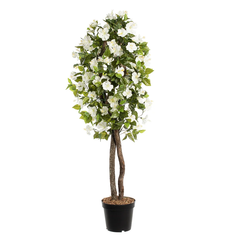 White artificial outdoor hibiscus tree - Décors Véronneau