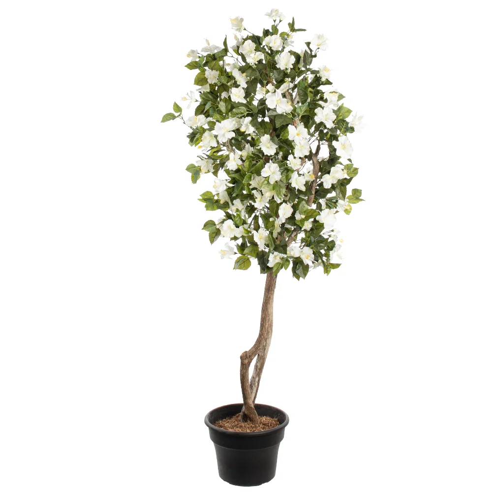 White artificial outdoor hibiscus tree - Décors Véronneau