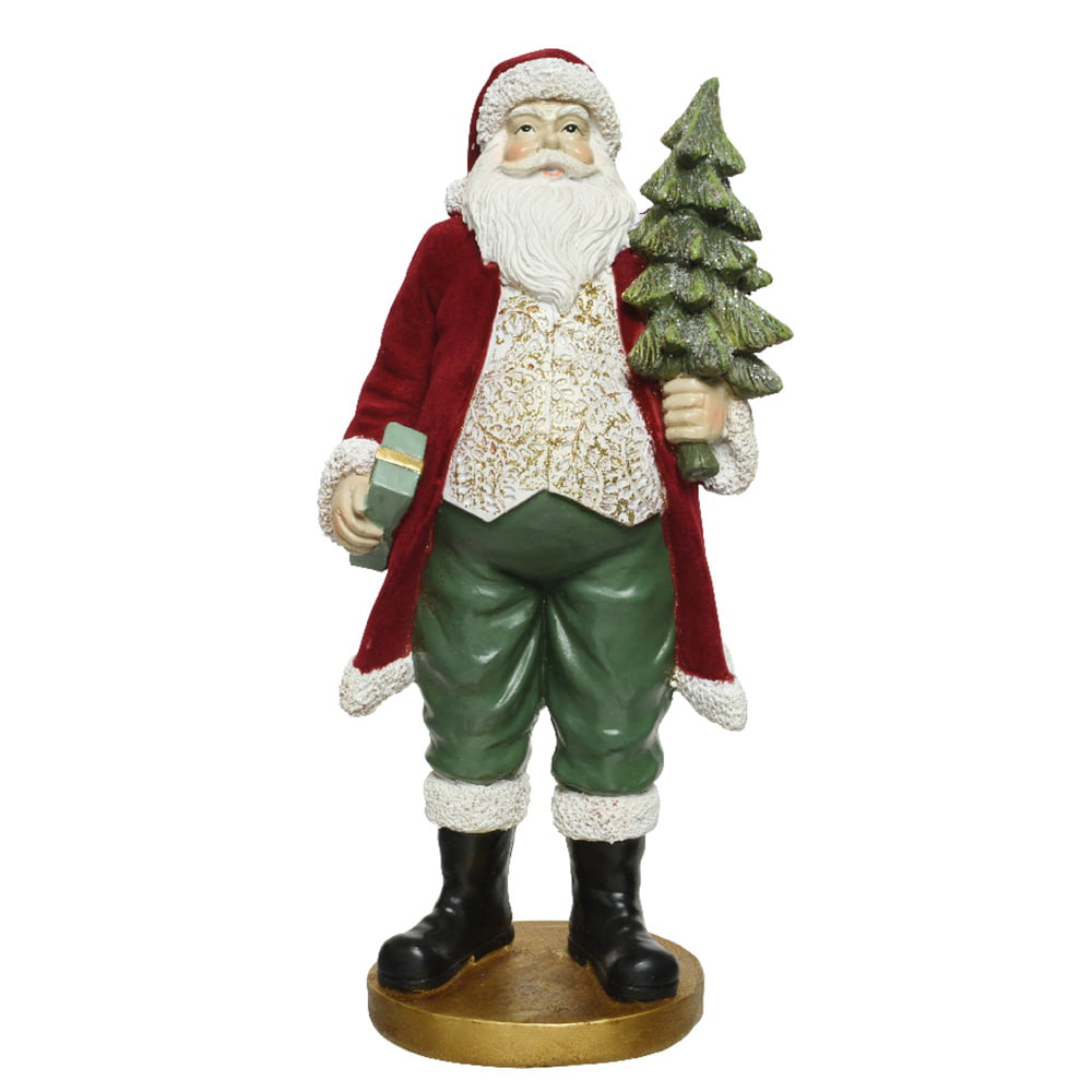 Resin Santa Claus with fir tree, 13'' - Décors Véronneau