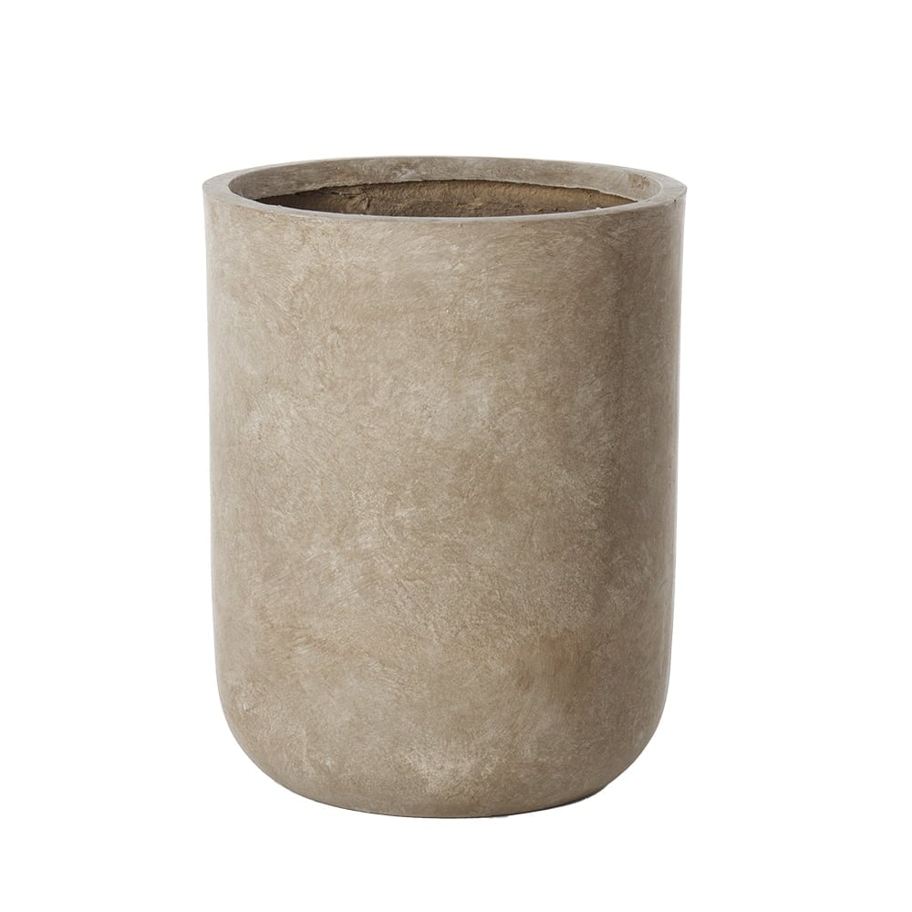 Outdoor brown rounded fiber cement pot - Décors Véronneau