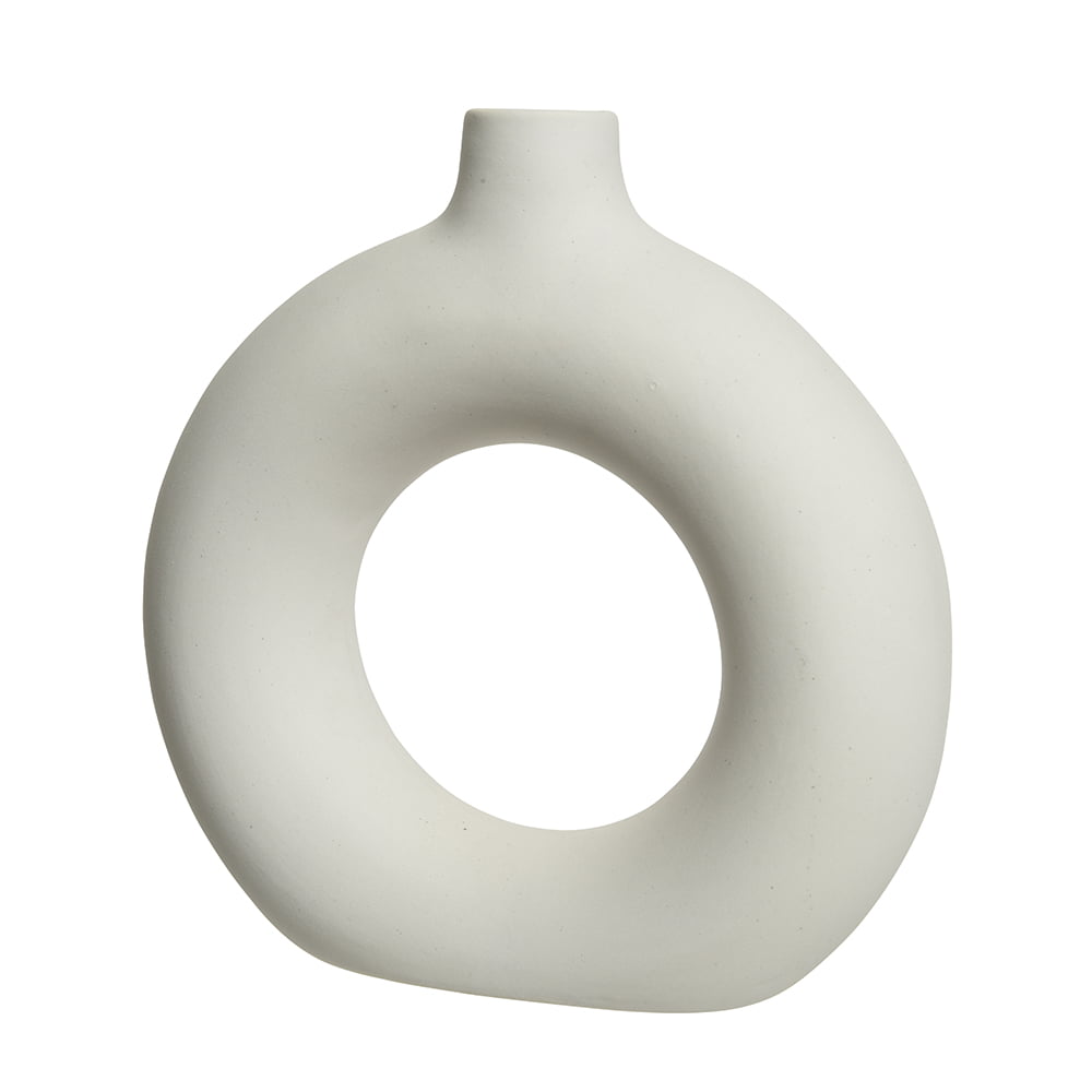 White minimalist donut vase, 8,5'' - Décors Véronneau