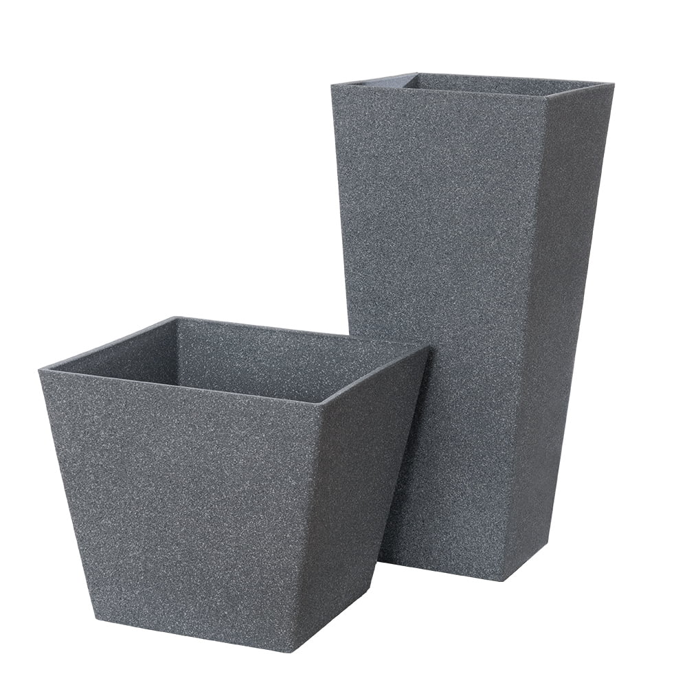 Dark grey polypropylene outdoor pot - Décors Véronneau