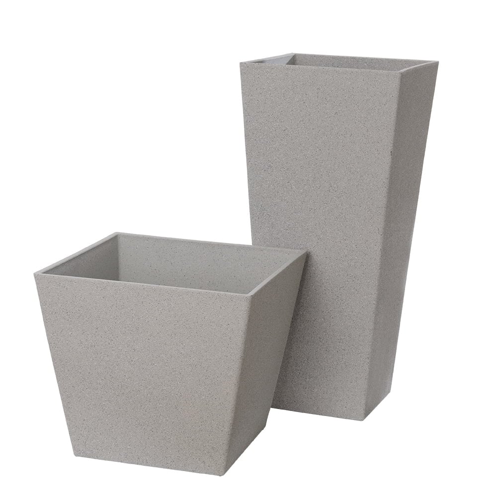 Light grey polypropylene outdoor pot - Décors Véronneau