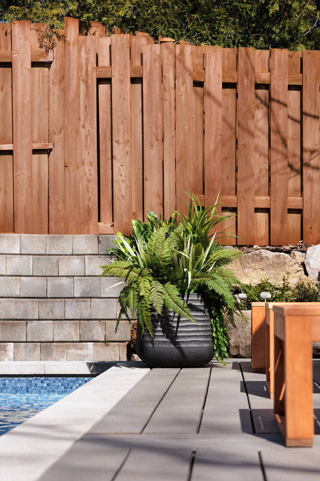 Outdoor potted greenery and fern - Décors Véronneau