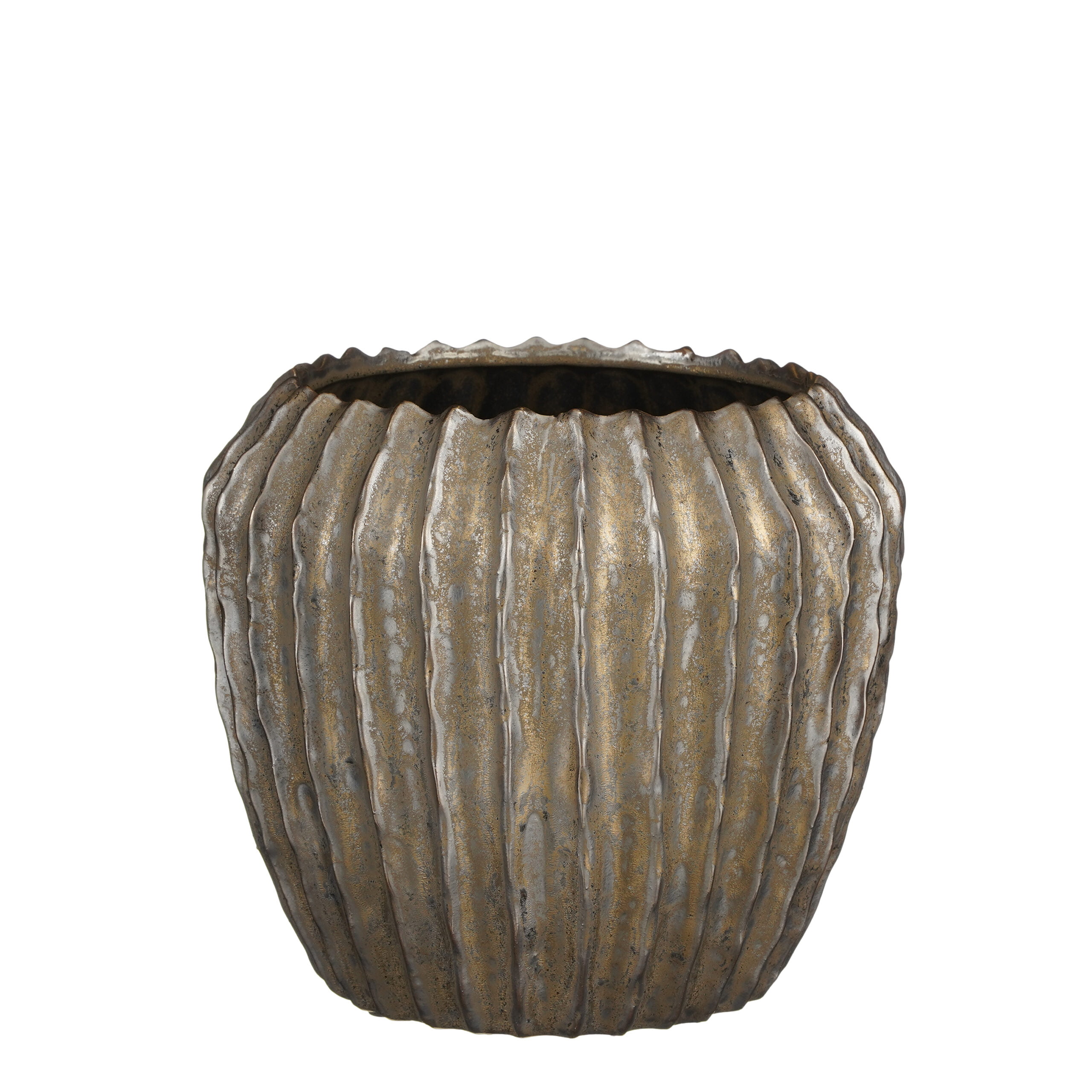 Ribbed bronze ceramic planter - Décors Véronneau