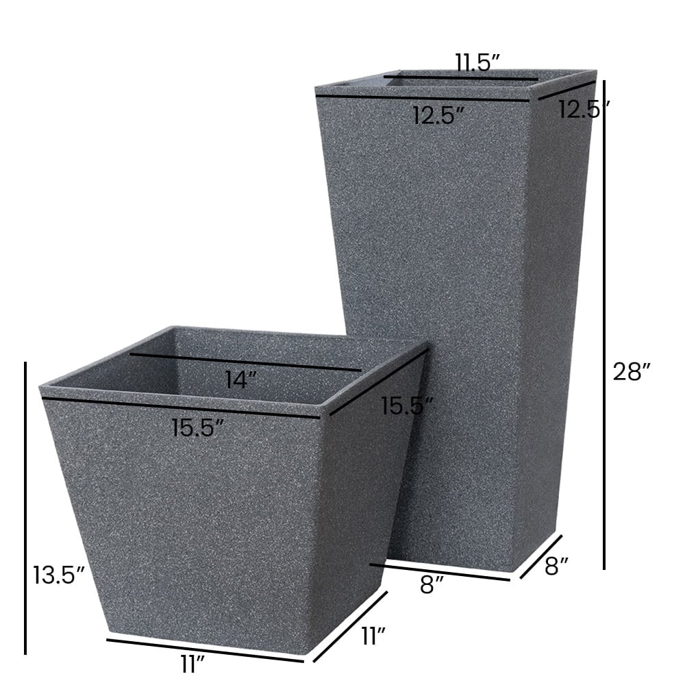 Dark grey polypropylene outdoor pot - Décors Véronneau