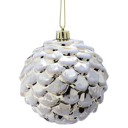 Marbled amber glass Christmas bauble, 3'' - Décors Véronneau