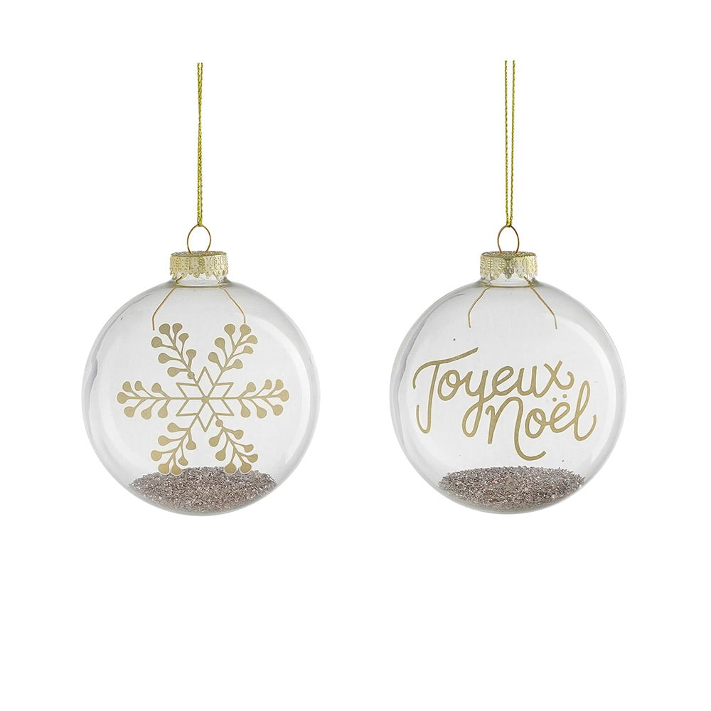 Boule de Noël en verre clair festif, 3'' - Décors Véronneau