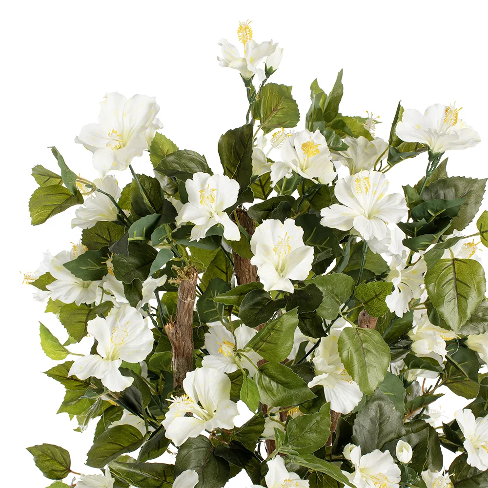 White artificial outdoor hibiscus tree - Décors Véronneau
