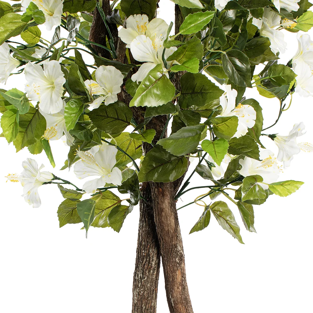 White artificial outdoor hibiscus tree - Décors Véronneau