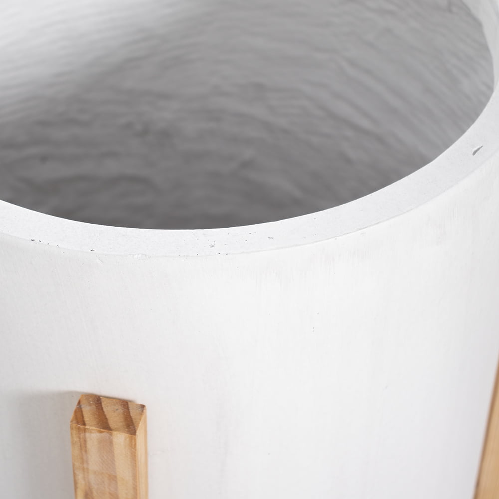 Cache-pot blanc sur pied en bois - Décors Véronneau